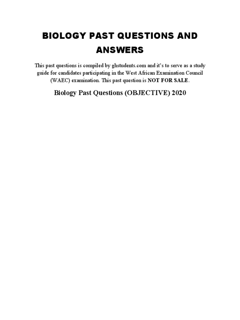 Biology Past Questions and Answers | PDF
