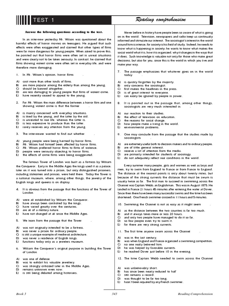 Reading Comprehension | PDF | Sociology | Elephant