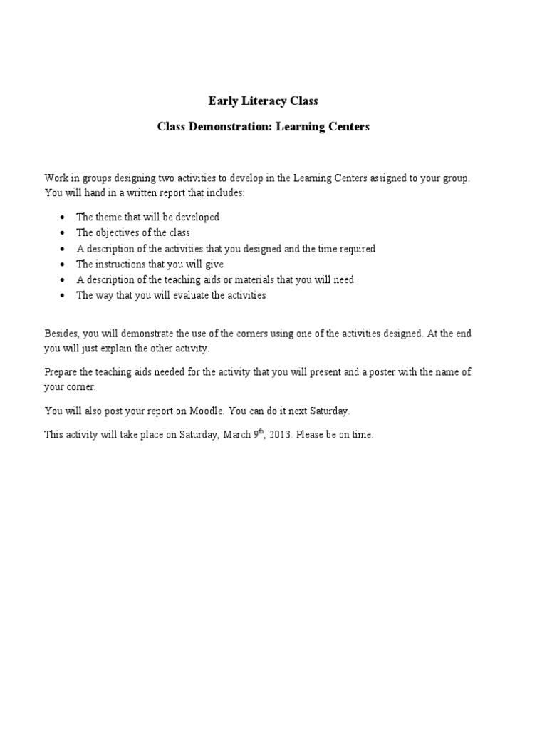 Demo 1 Early Literacy Pdf Lesson Plan Communication