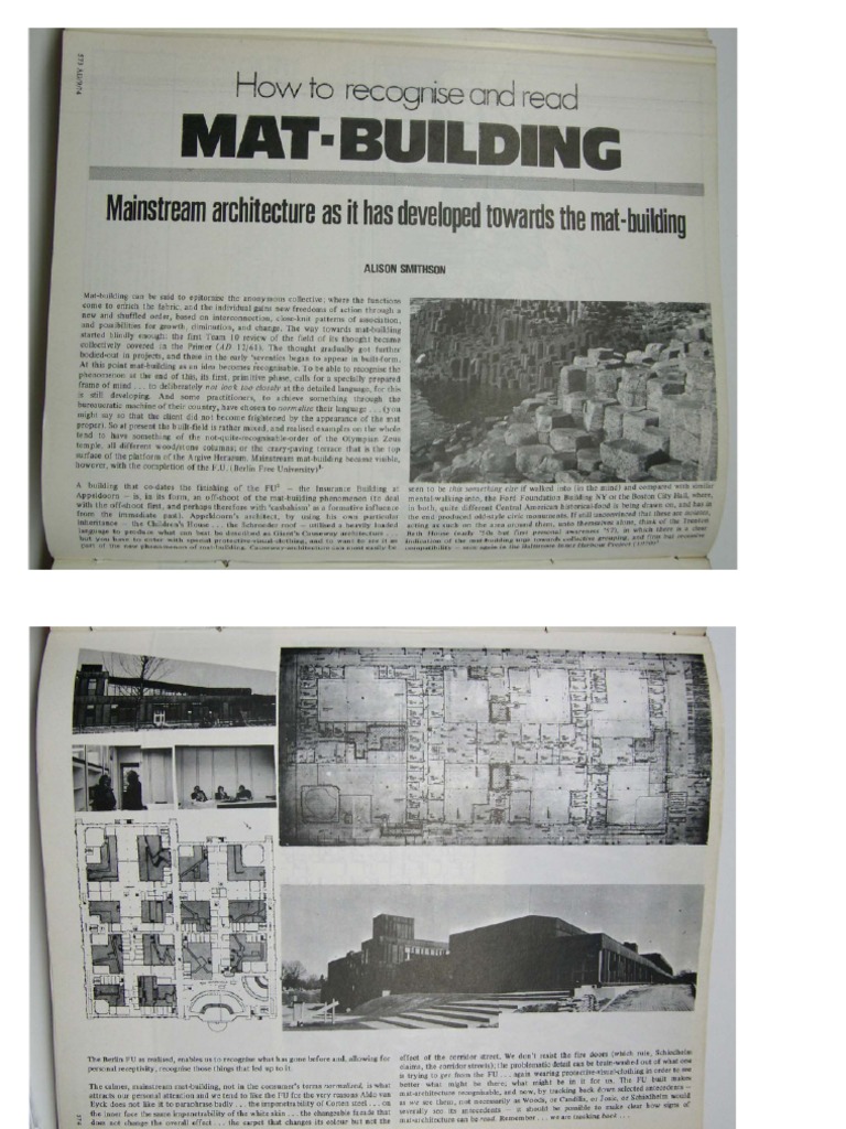 Recognizing Mat-Building by Alison Smithson | PDF