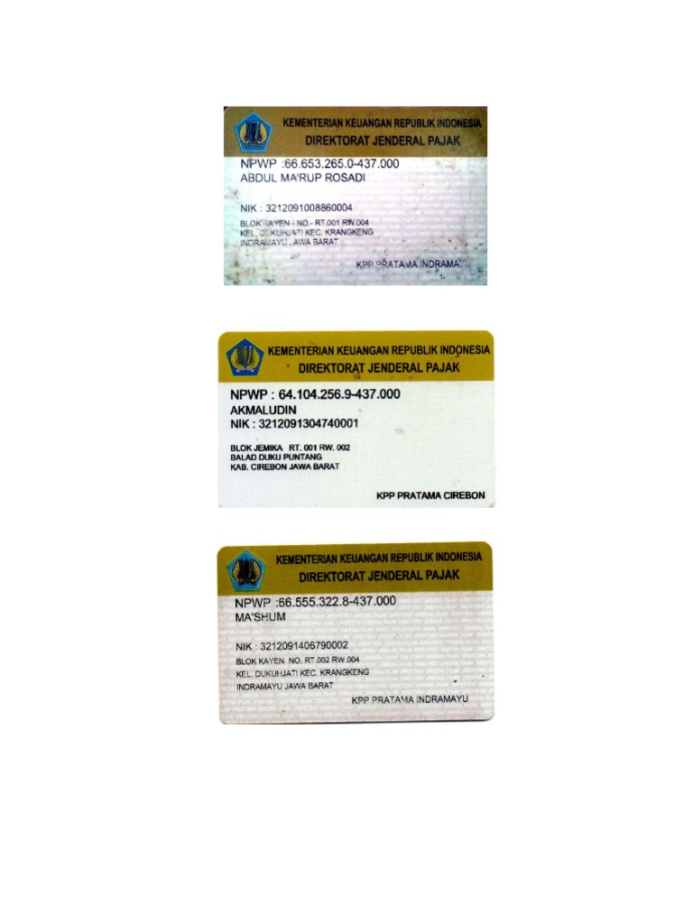 NPWP Pengurus BLK | PDF