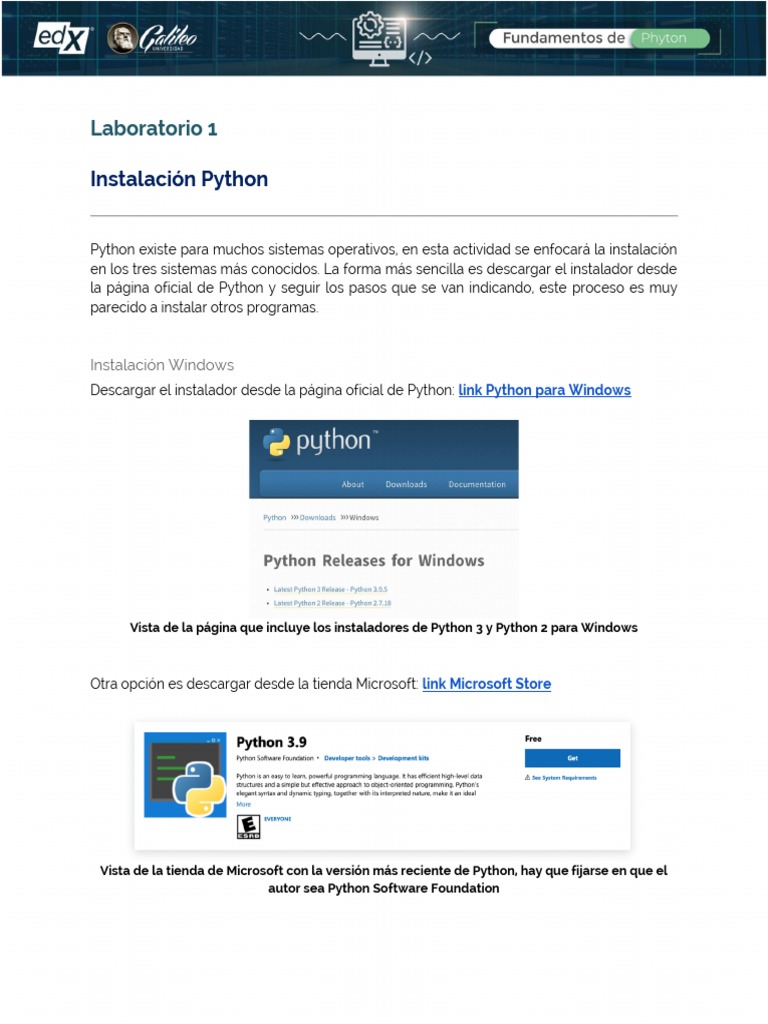 Lab 1 - Instalación y Primeros Pasos Con Python | PDF | Python ...