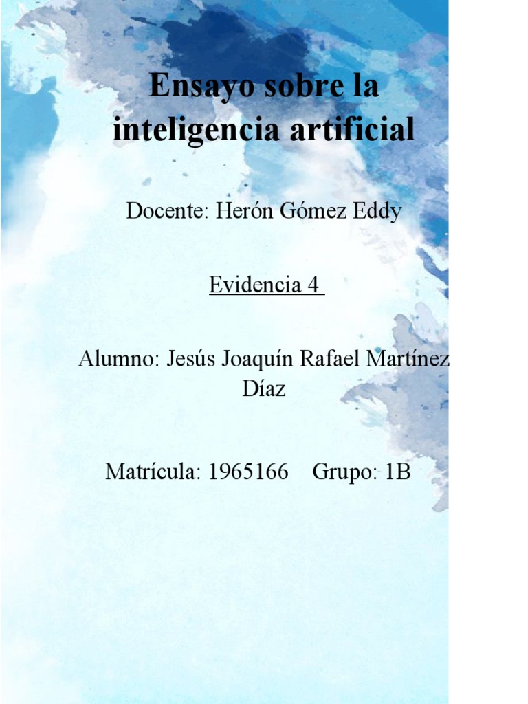 Ensayo-Inteligencia Artificial | PDF | Inteligencia artificial ...