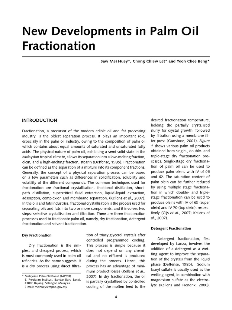 Advances in Palm Oil Fractionation Techniques | PDF | Nucleation ...