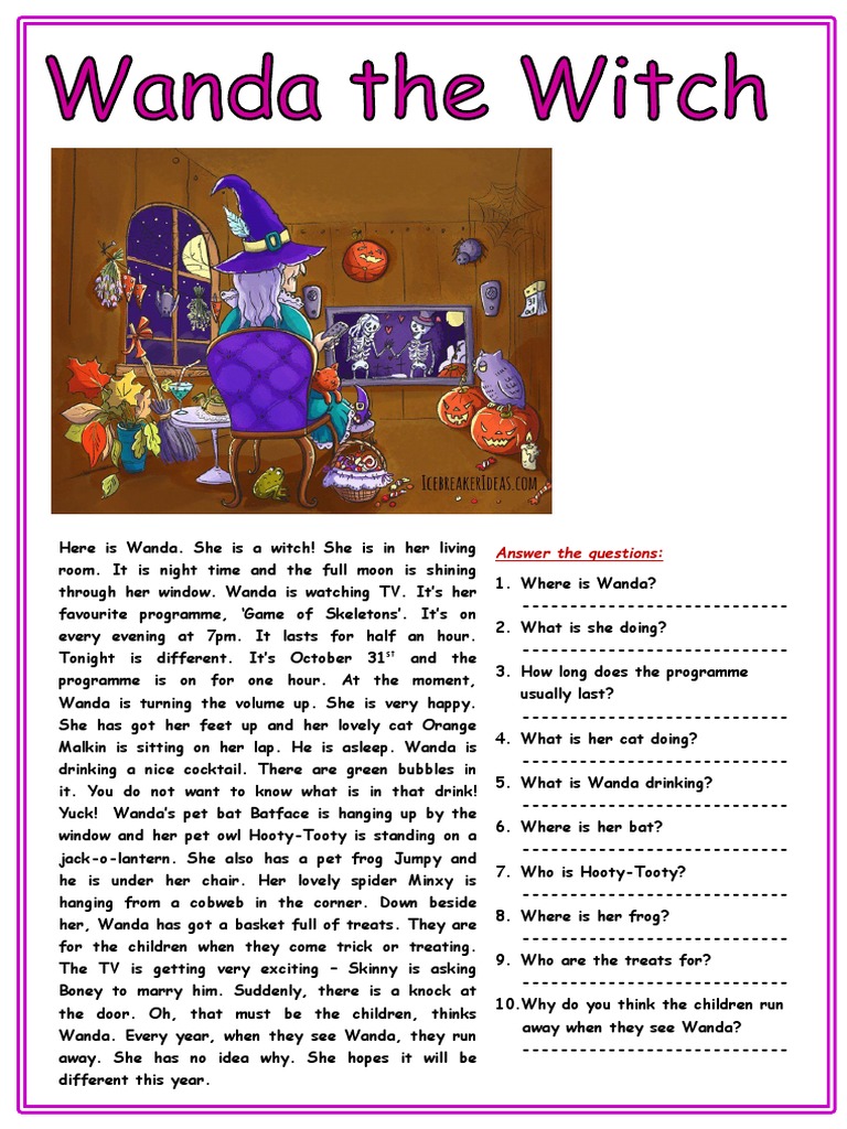 RC Wanda The Witch Reading Comprehension Exercises - 138992 | PDF