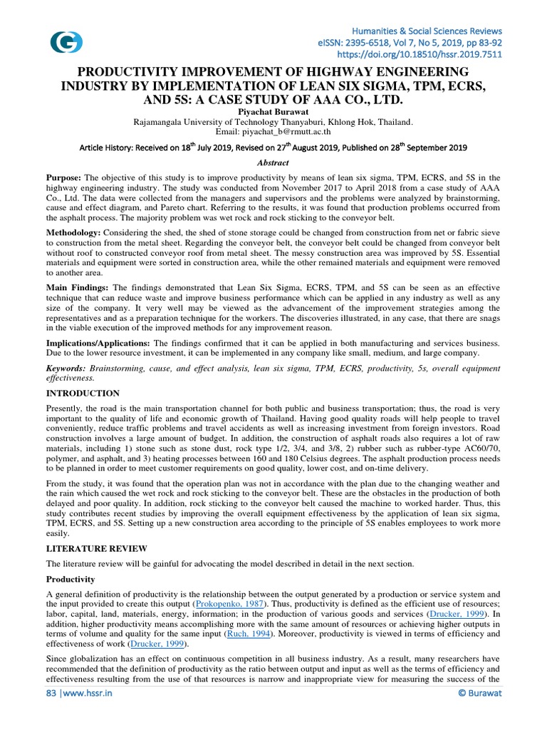 Productivity Improvement of Highway Engineering Industry by ...