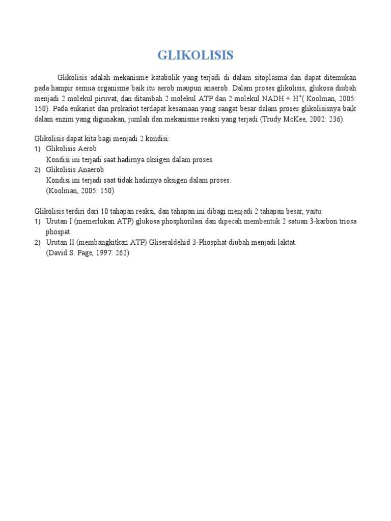 Proses dan Tahapan Glikolisis | PDF