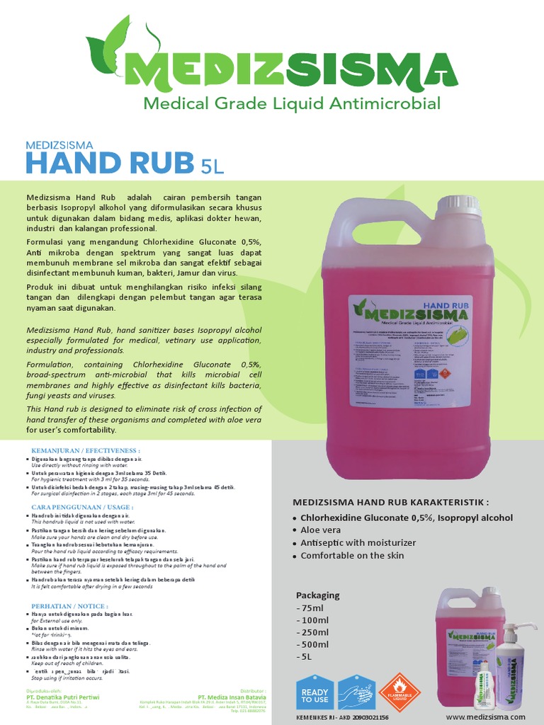 Medizsisma Hand Rub: Disinfektan Tangan Medis | PDF