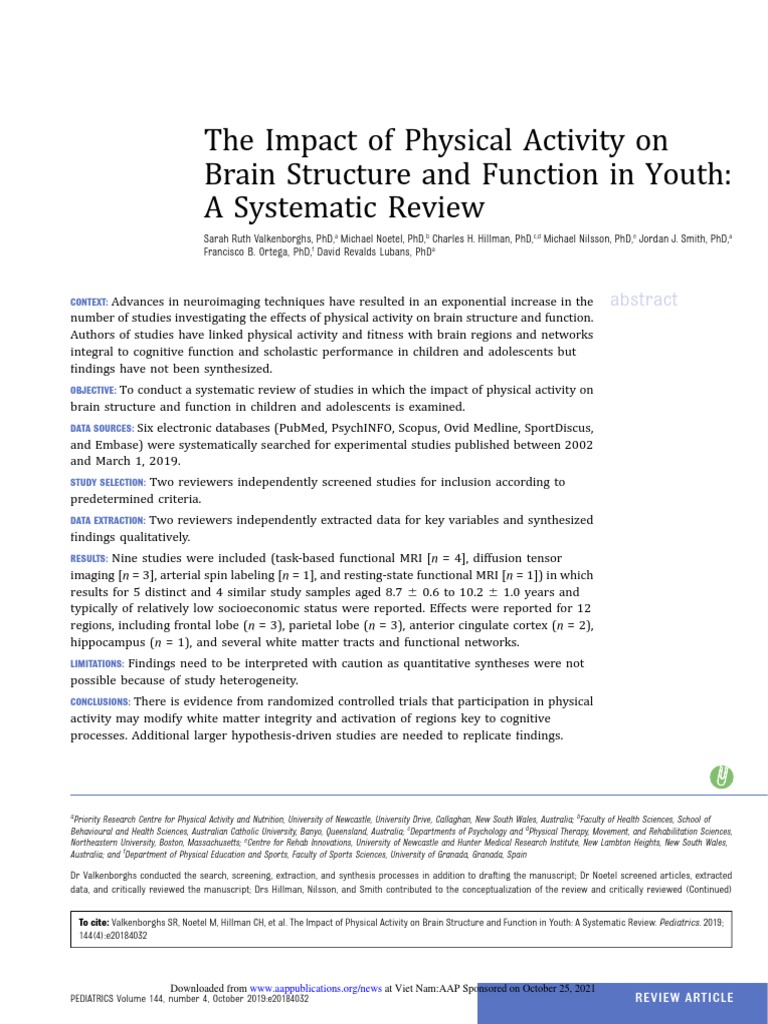 The Impact of Physical Activity On Brain Structure and Function in ...