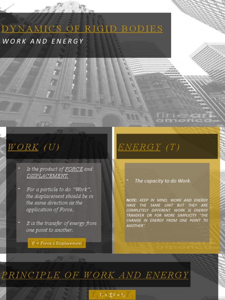 Dynamics of Rigid Bodies: Work and Energy | PDF | Force | Space