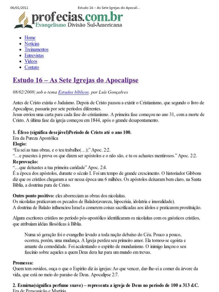 As Sete Igrejas Do Apocalipse | PDF | Livro do Apocalipse | Igreja cristã