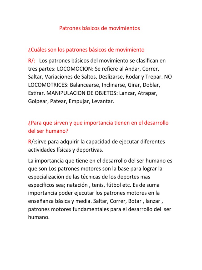 Patrones Básicos de Movimientos | PDF