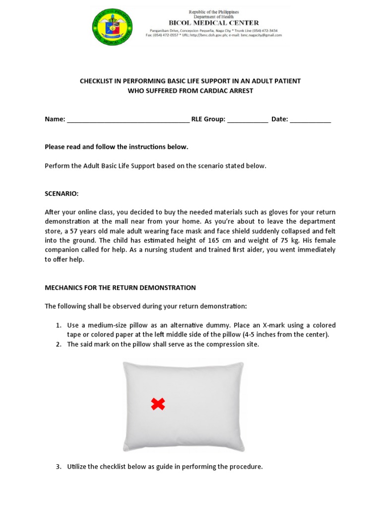 Checklist On Adult BLS | PDF | First Aid | Cardiopulmonary Resuscitation