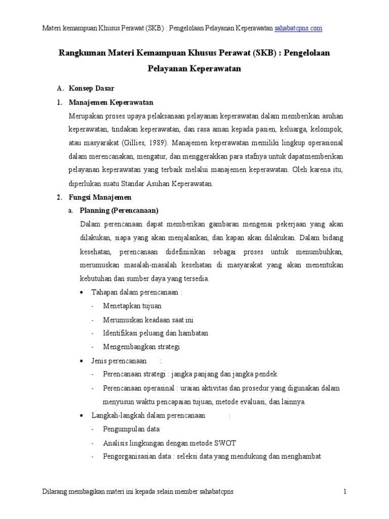 Manajemen Keperawatan SKB | PDF | Karier & Perkembangan | Pengembangan Diri