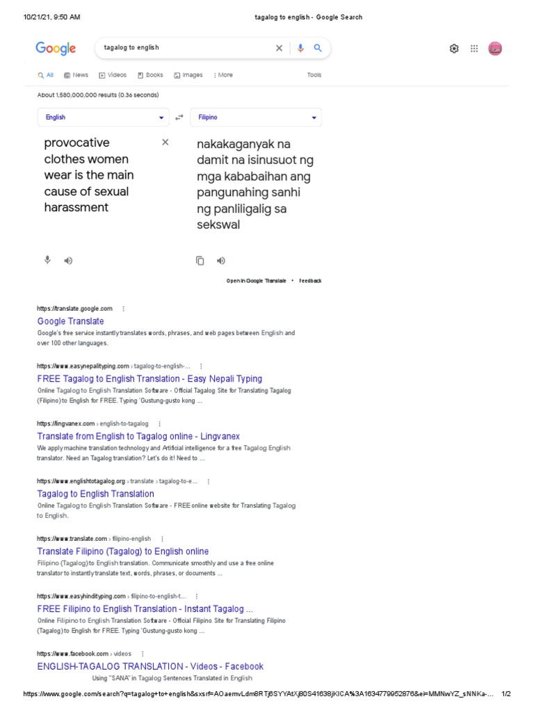 Tagalog To English - Google Search | PDF | Tagalog Language | Translations