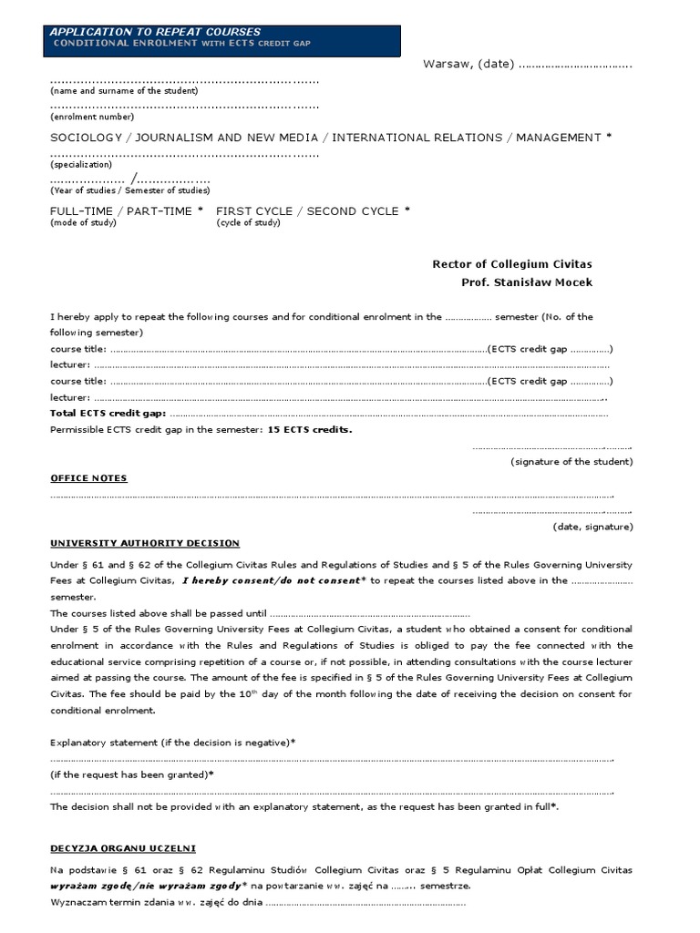 Application to Repeat University Courses | PDF | Justice | Crime & Violence