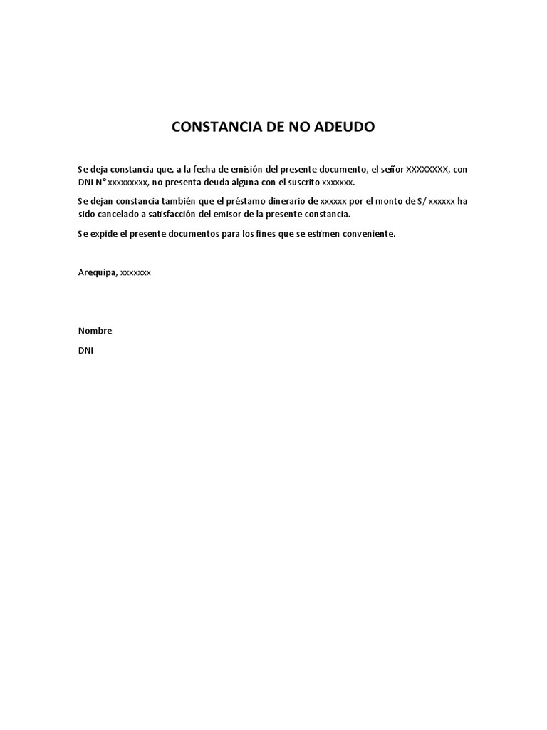 Constancia de No Adeudo | PDF