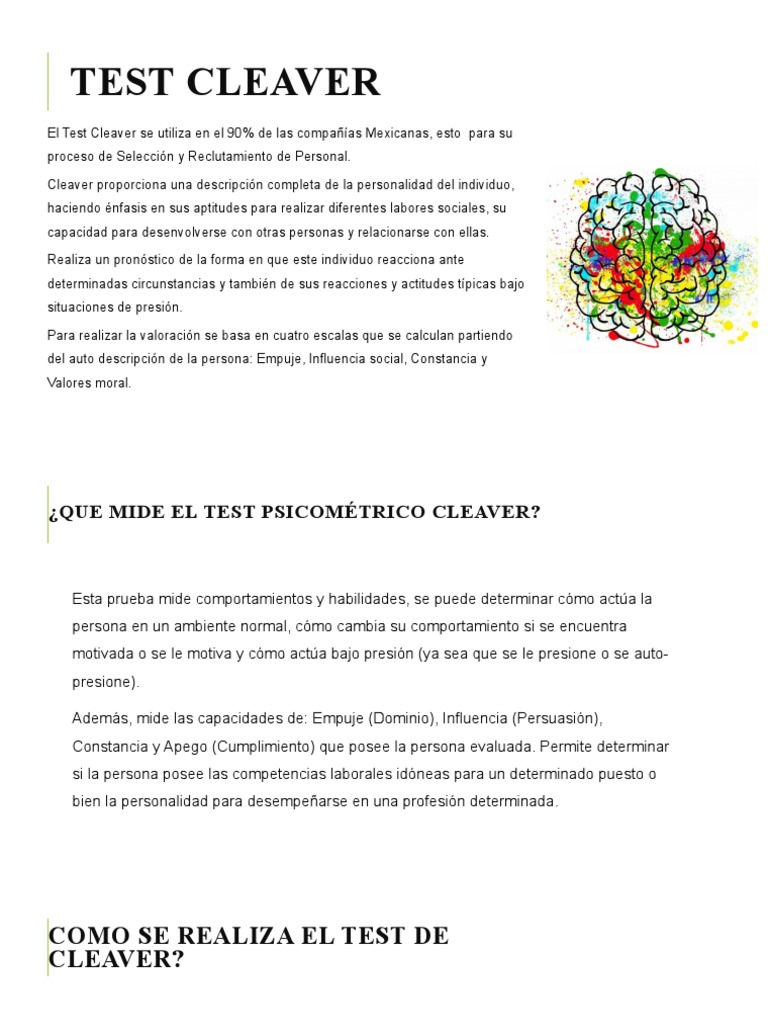 Test de Cleaver | PDF | Gestión de recursos humanos | Motivación