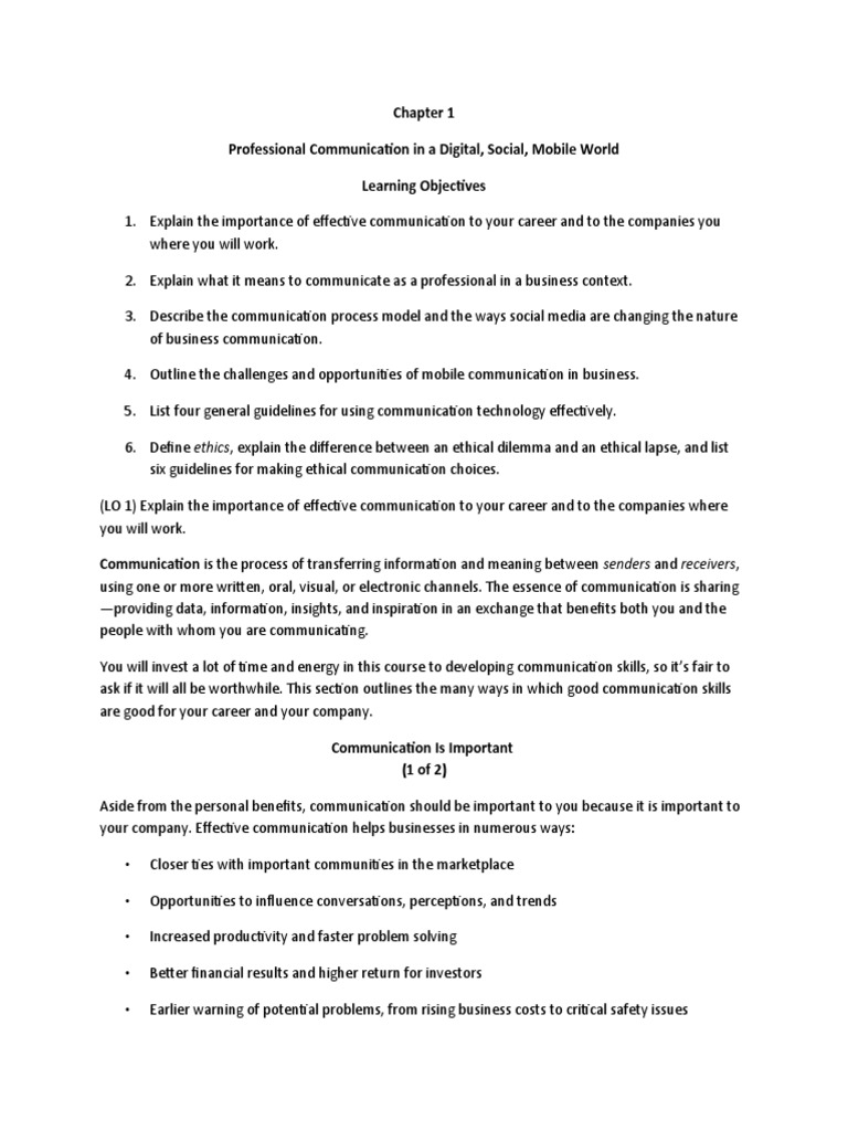 Professional Communication in A Digital, Social, Mobile World Learning ...