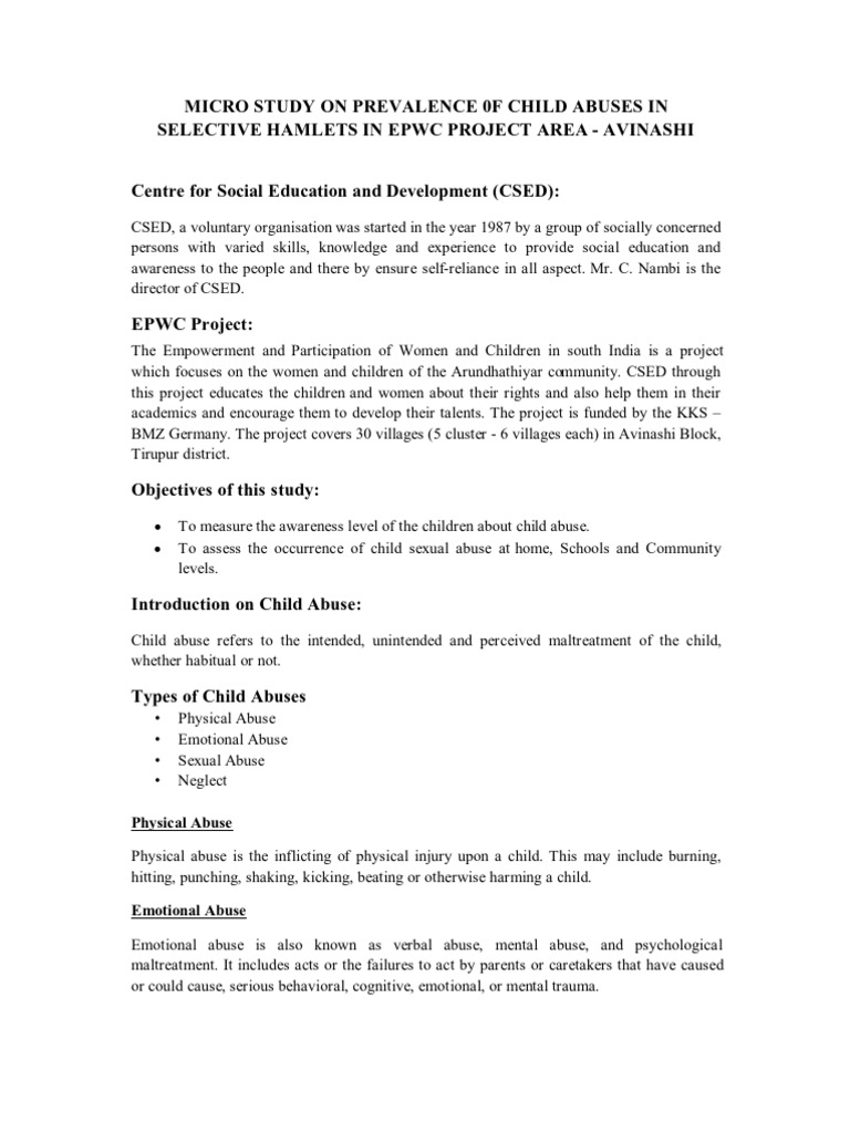 Child Abuse Study Csed | PDF | Child Neglect | Child Abuse