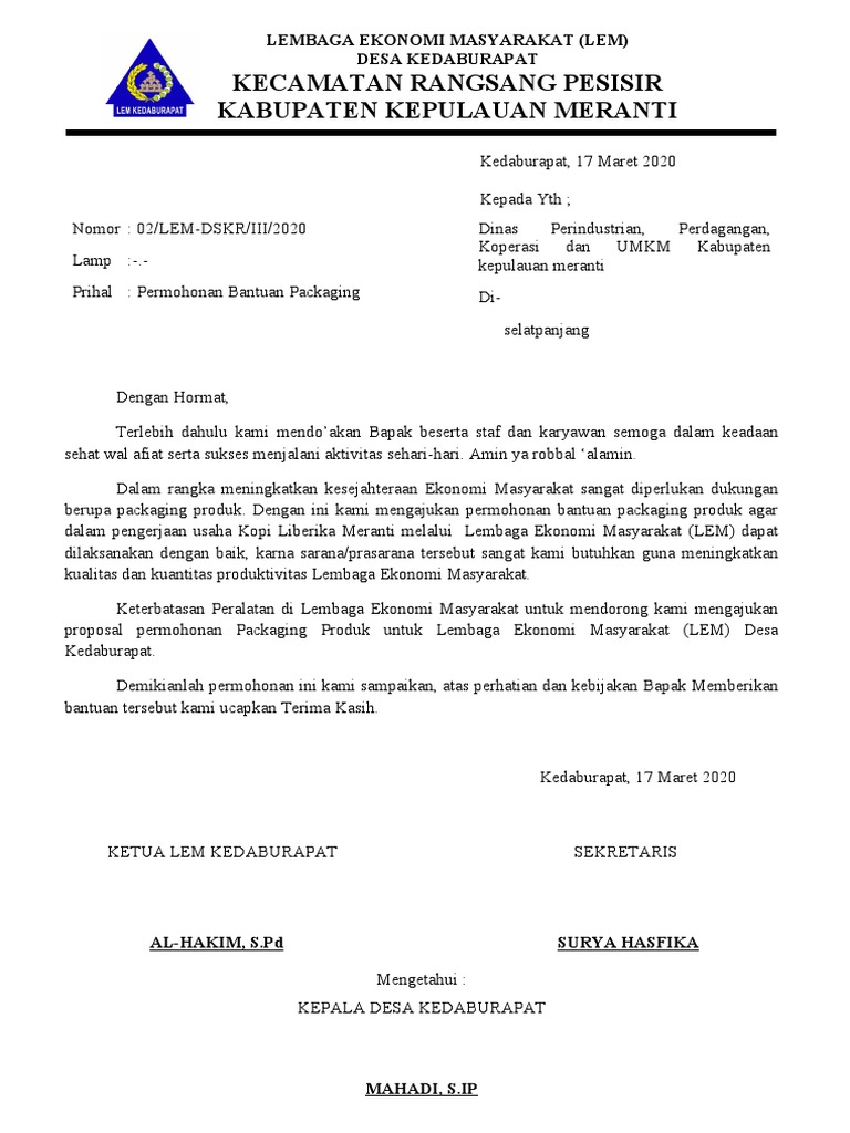 Proposal Packaging Lem 2020 | PDF