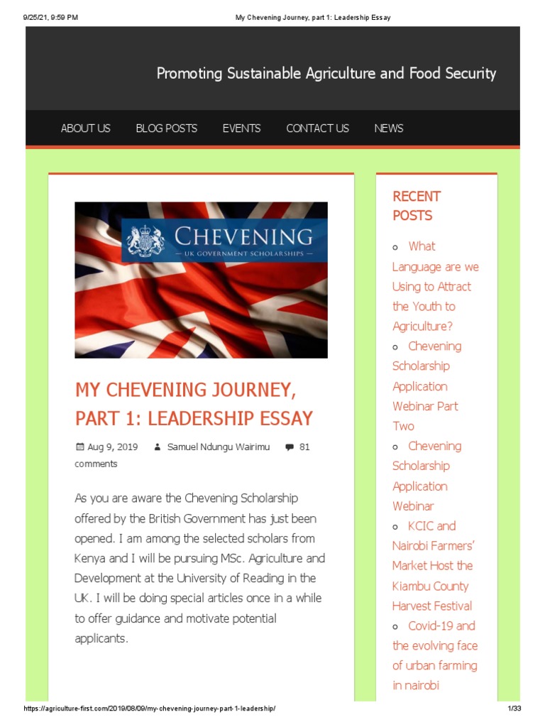 Chevening Scholarship Leadership Insights | PDF | Leadership | Essays