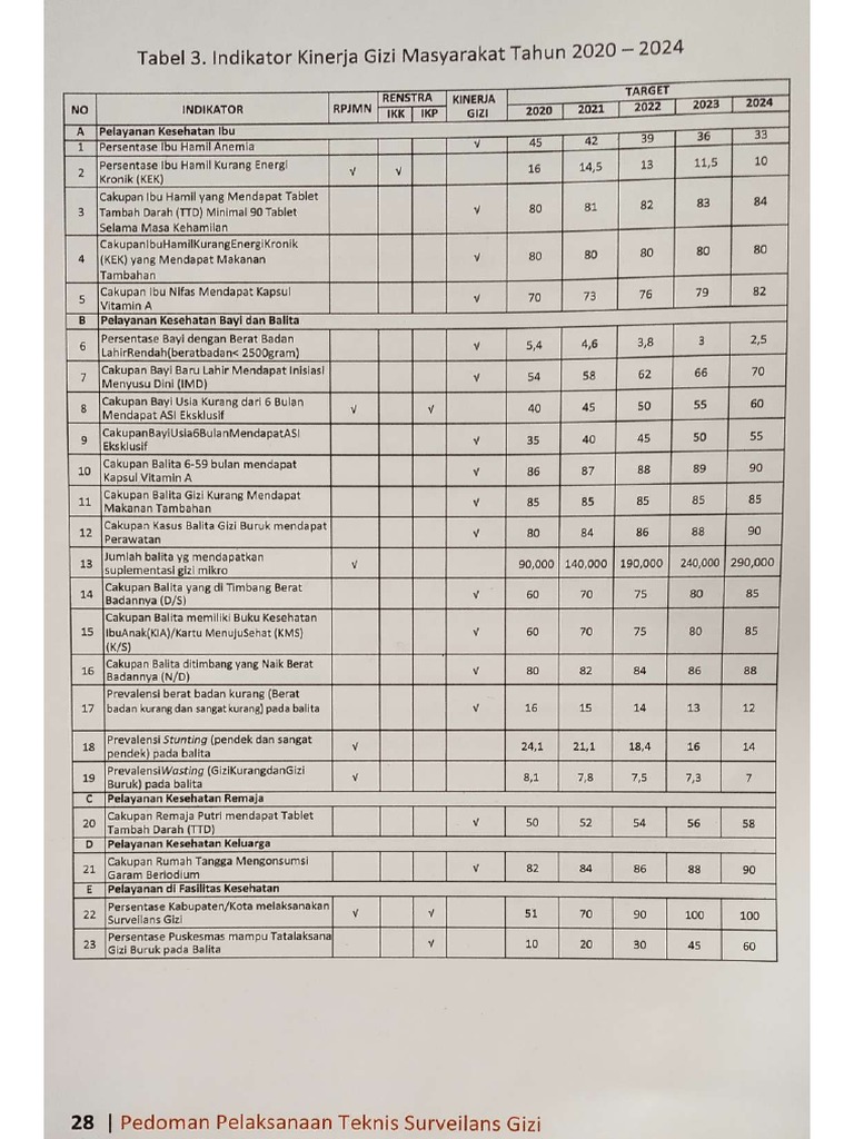 Indikator Kinerja Gizi Masyarakat 2020-2024 | PDF