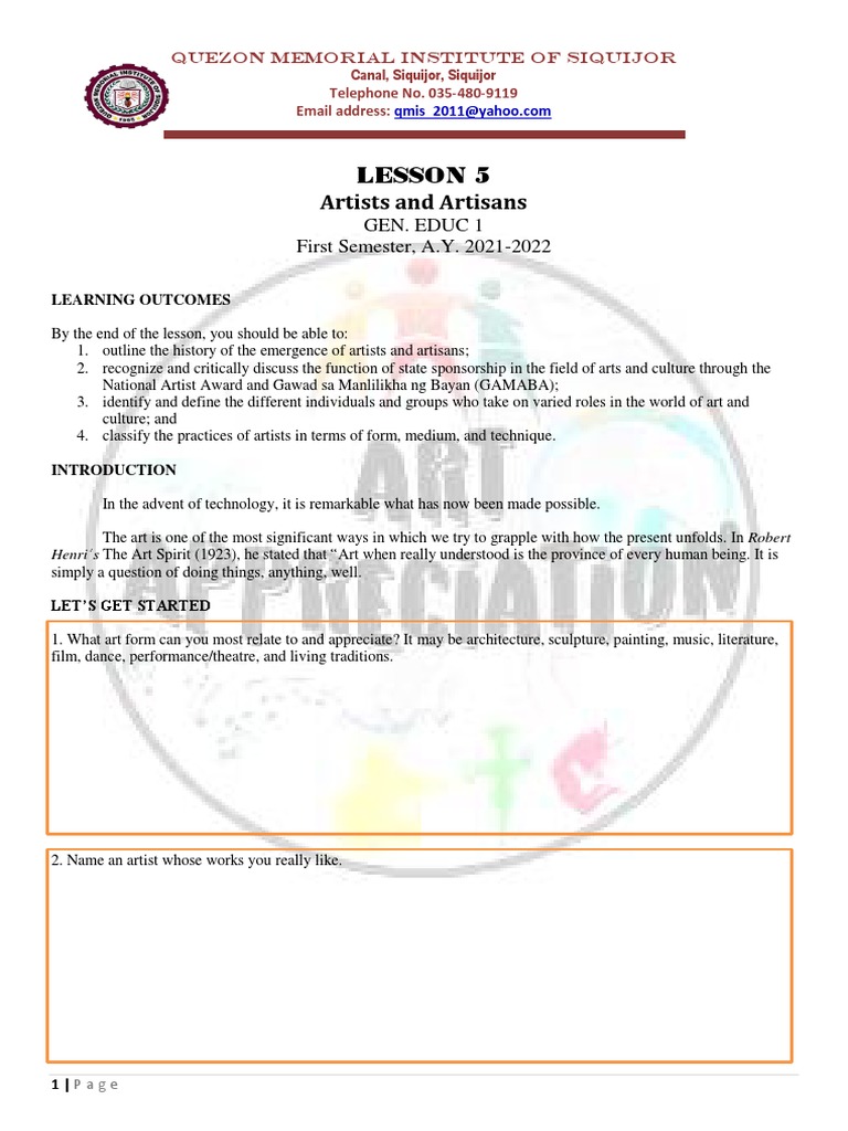 Lesson 5 Module | PDF | Guild | Apprenticeship