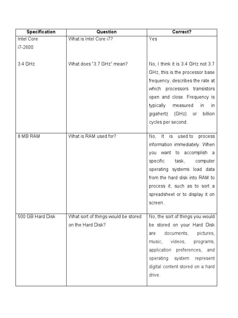 Hardware Specification | PDF | Random Access Memory | Printer (Computing)