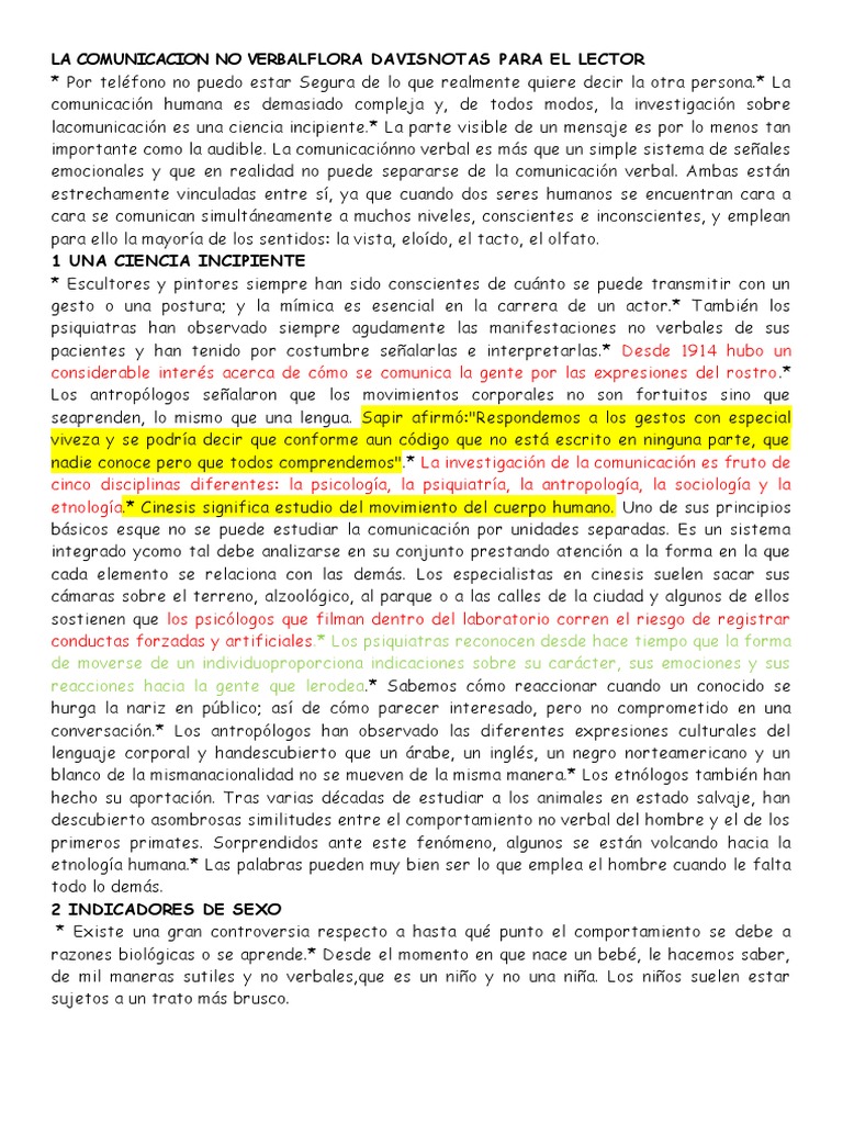 Flora Davis Lenguaje de Los Gestos | PDF | Comunicación no verbal ...