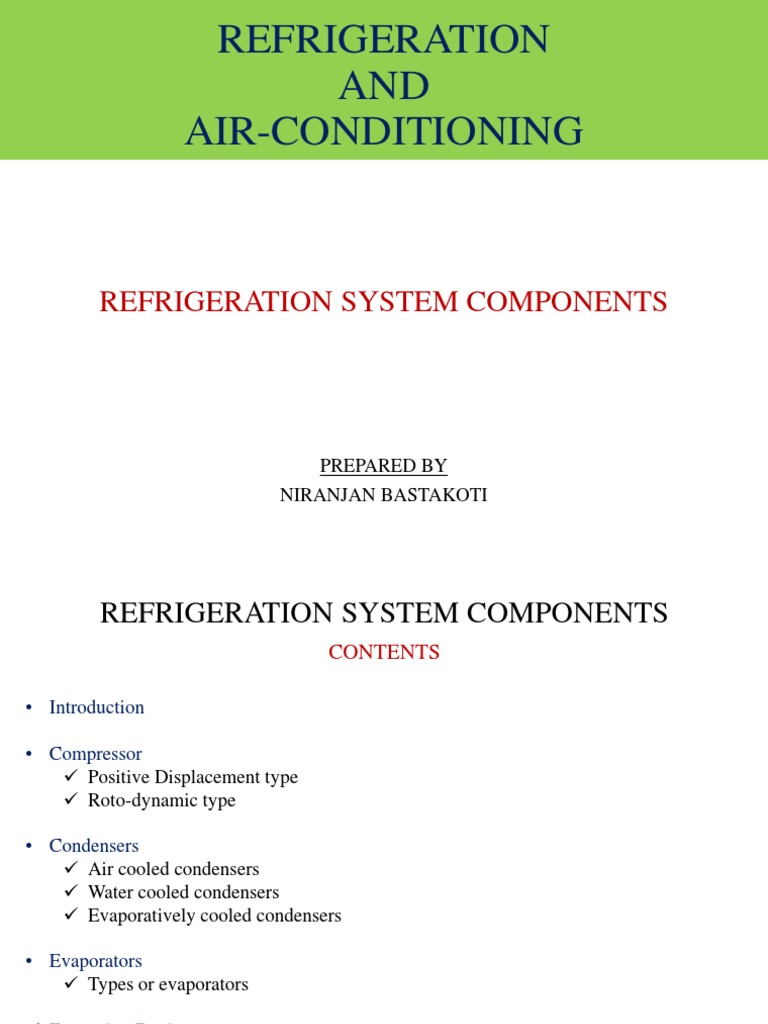 Refrigeration System Components | PDF | Heat Exchanger | Pump