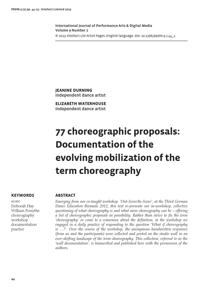 77 Choreographic Proposals | PDF | Idea | Thought