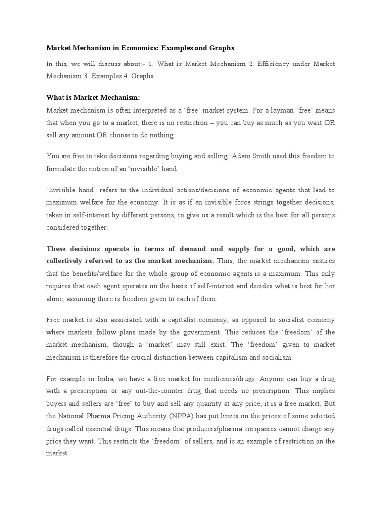 Market Mechanism in Economics: Examples and Graphs | Download Free PDF ...