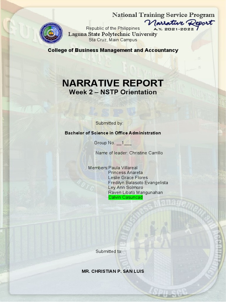 NSTP Orientation Narrative Report | PDF | Mind | Cognition