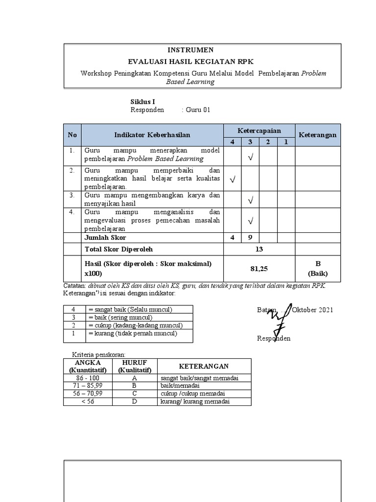 C. Instrumen Monev Hasil Kegiatan RPK | PDF