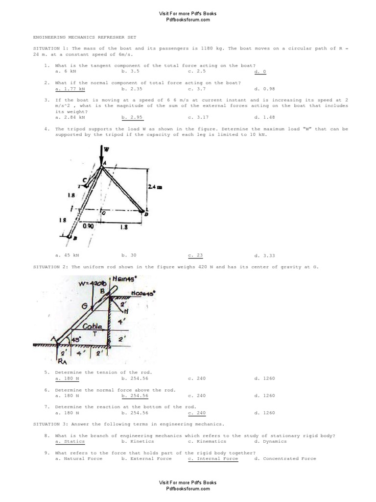82 - Engineering Mechanics Refresher Set | PDF | Force | Applied And Interdisciplinary Physics