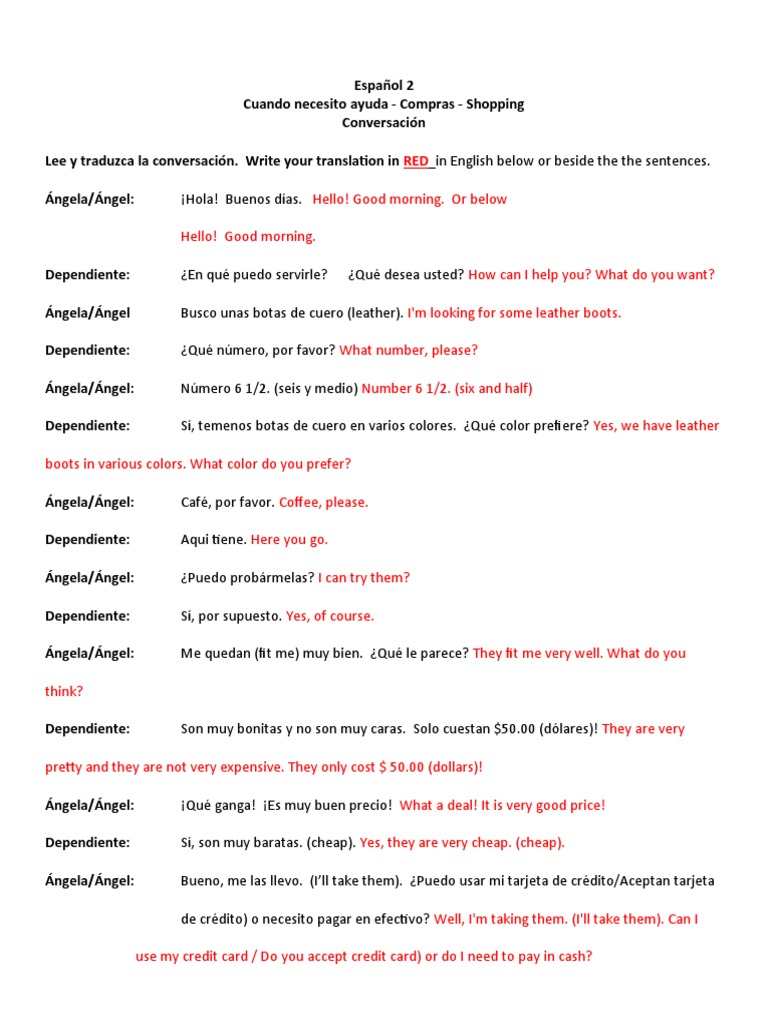 Shopping Conversation | PDF