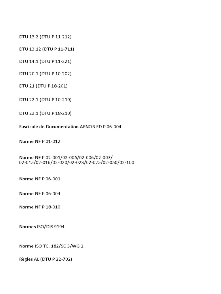 Quelque Reference de NF, Dtu... | Download Free PDF | Code de la ...
