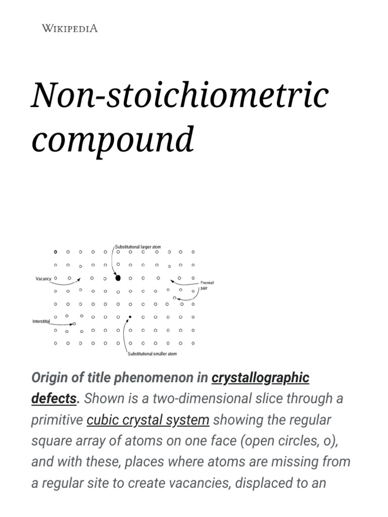 Non-Stoichiometric Compound - Wikipedia | PDF | Chemical Compounds ...
