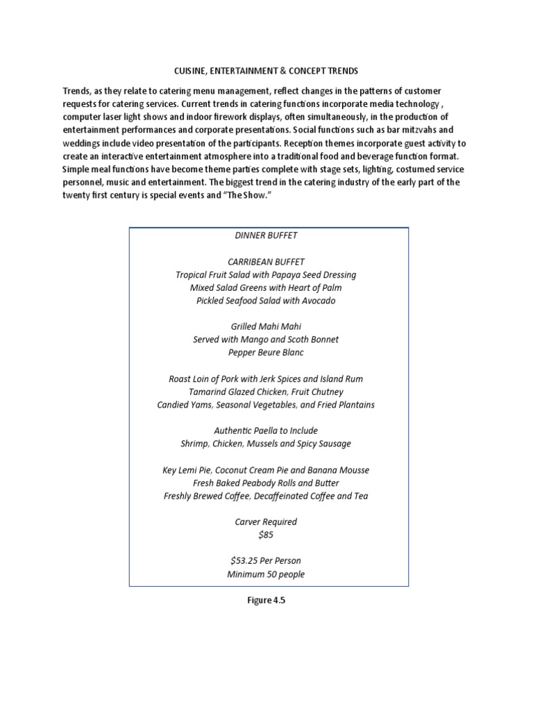 Catering Written Report | PDF | Salad | Menu