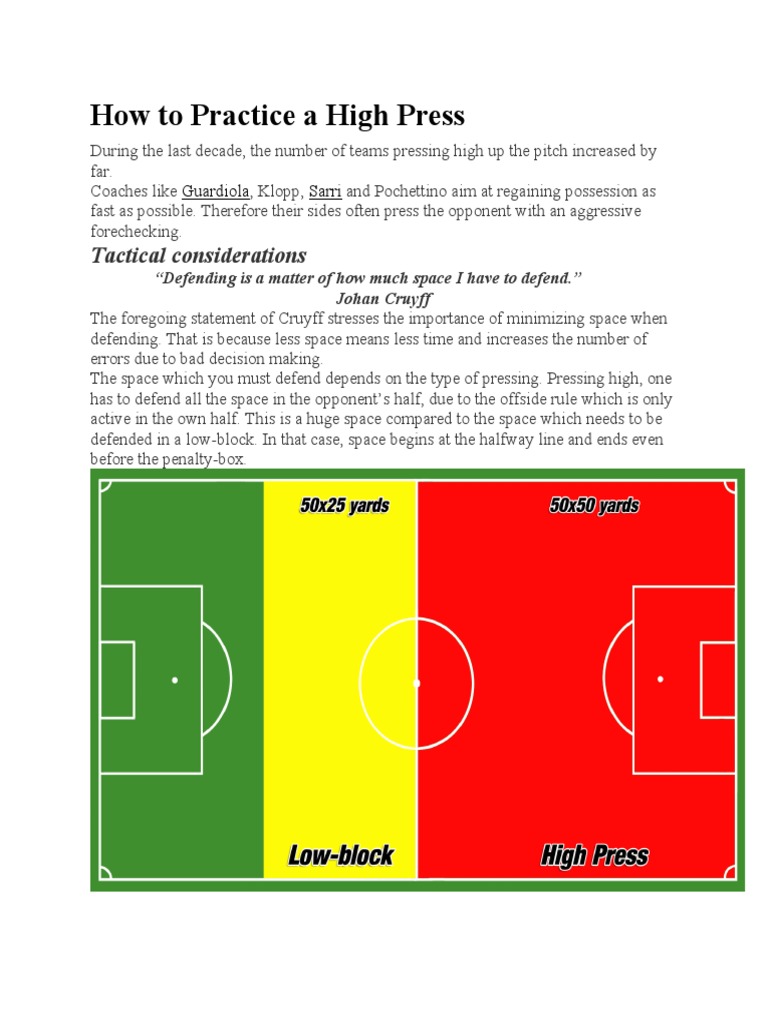 High Pressing Techniques in Football | PDF | Johan Cruyff