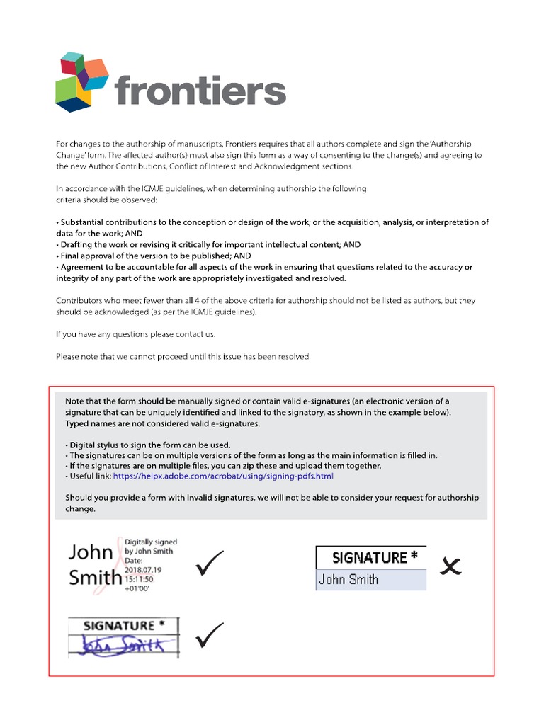 Authorship Change Form | PDF
