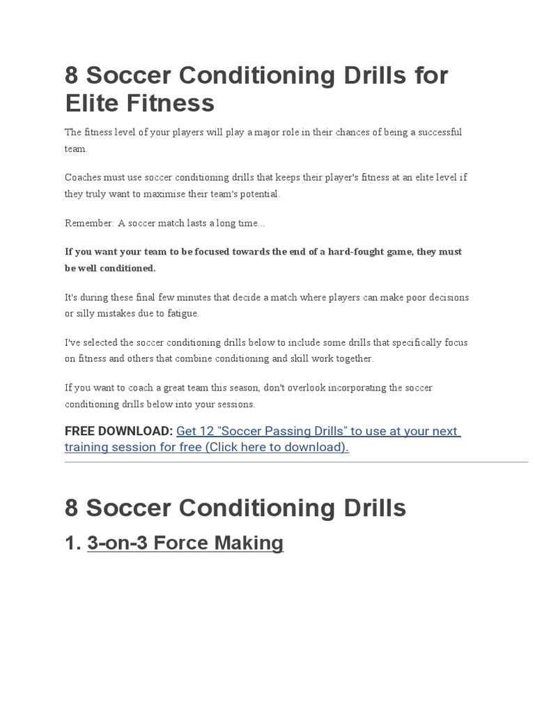8 Soccer Conditioning Drills For Elite Fitness | PDF | Association ...