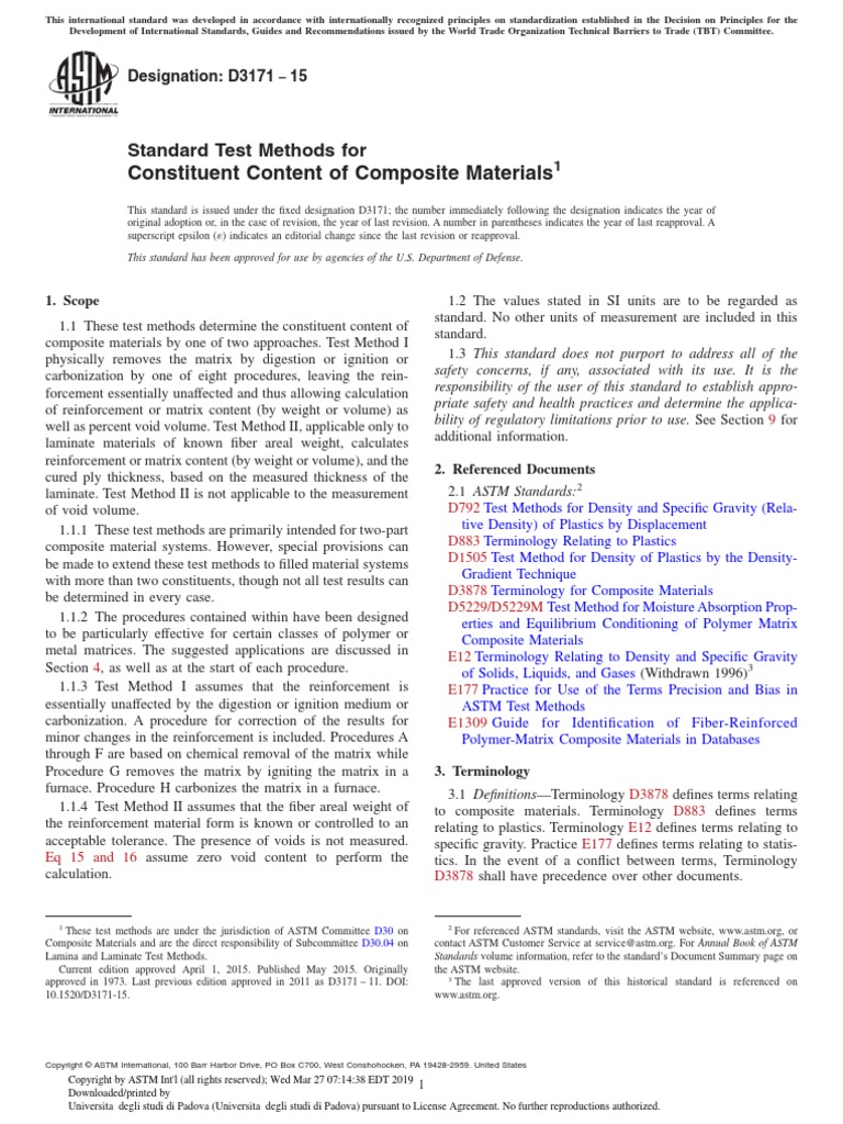 Astm D3171 PDF Composite Material Density