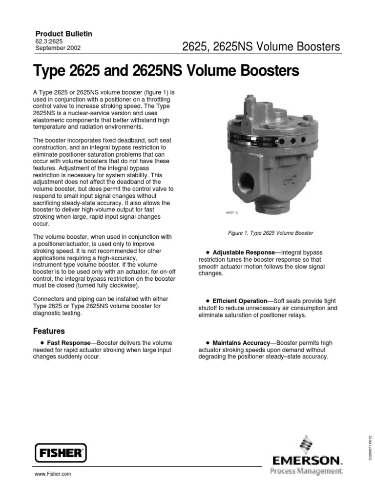 Type 2625 and 2625NS Volume Boosters | PDF | Actuator | Valve