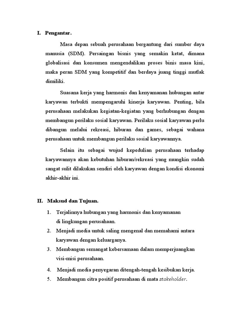 Contoh Proposal Tour Perusahaan | PDF | Karier & Perkembangan | Perjalanan