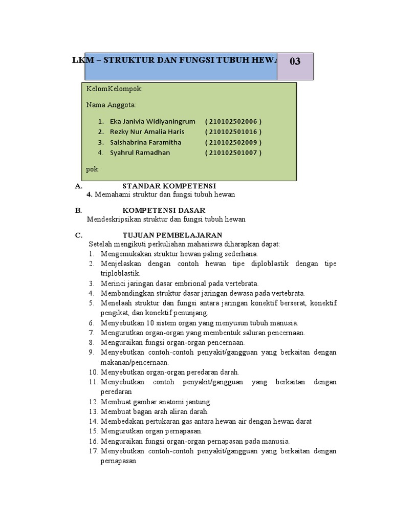 Struktur dan Fungsi Tubuh Hewan | PDF | Kesehatan Holistik | Sains & Matematika