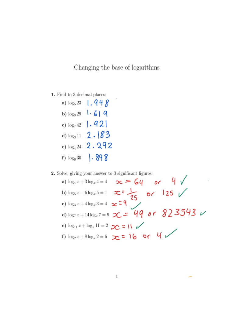 Changing The Base of Logarithms | PDF | Special Functions | Numbers