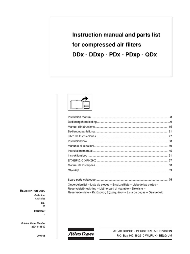 DDX DDXP PDX PDXP QDX Instruction Book Part List | PDF | Filtration | Valve