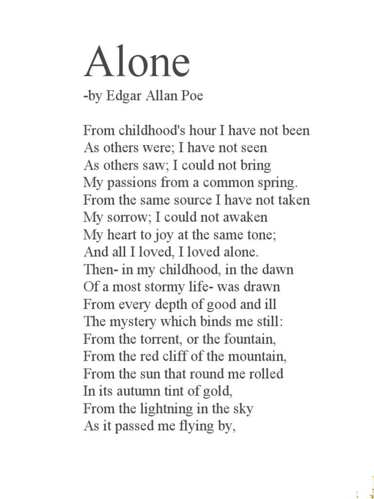 Alone by Edgar Allan Poe | PDF | Art | Poetry